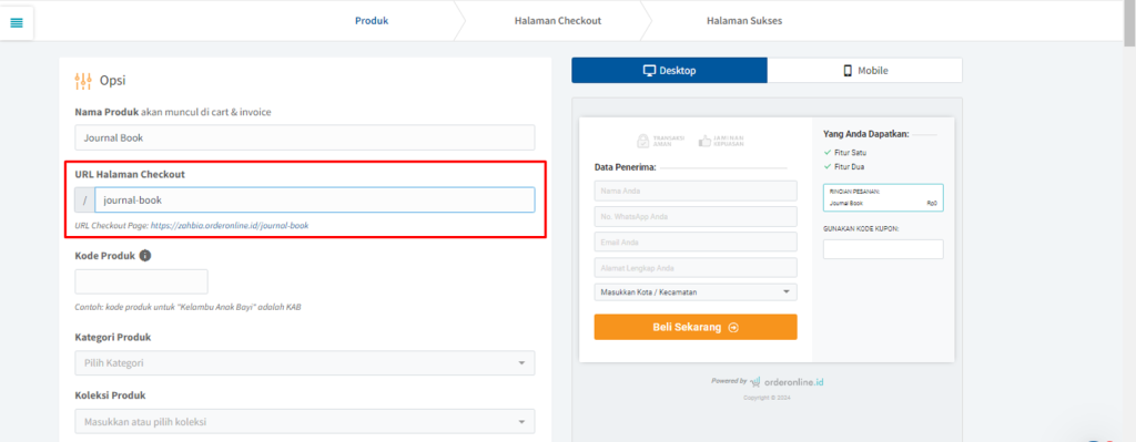 Membuat Produk | Help Center Orderonline